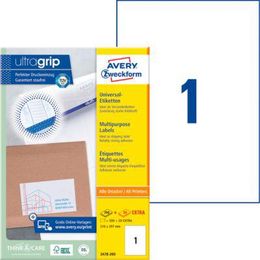 Avery Zweckform 3478-200 Universal-Etiketten, ultragrip, 210 x 297 mm