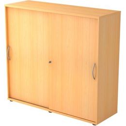 Schiebet&uuml;renschrank TARA, 3 Ordnerh&ouml;hen, B 1200 x T 400 x H 1180 mm, abschlie&szlig;- & stapelbar, Buche-Dekor
