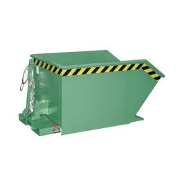 Bauer Kippbeh&auml;lter GU-E 500, mit Siebblech & Ablasshahn, &ouml;l-/wasserdicht, staplertauglich, B 780 x T 1440 x H 680 mm, resedagr&uuml;n RAL 6011