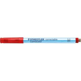 Folienstifte Staedtler Lumocolor&reg; correctable 305, Linienbreite M, trocken abwischbar, 10 St., rot