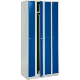 Raumspargarderobe, Abteilbreite 200 mm, abschlie&szlig;bar, 4 Abteile, enzianblau