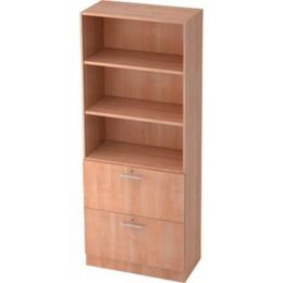 Schrank ULM, mit H&auml;ngeregistraturausz&uuml;gen, 3 OH, H 2004 x B 800 x T 420 mm, Nussbaum-Dekor