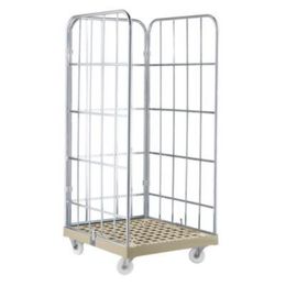 Rollbox, 3-seitig, Kunststoffbodenplatte, 724 x 815 x 1640 mm, grau (RAL 7032)