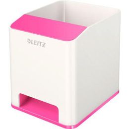 Stiftehalter Leitz WOW Sound, 1 Fach, Smartphone-Fach mit Soundverst&auml;rkung, wei&szlig;/pink