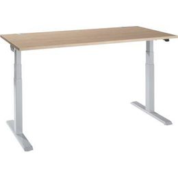 Sch&auml;fer Shop Sch&auml;fer Shop Select Schreibtisch ERGO-T 2.0, elektrisch h&ouml;henverstellbar, Rechteck, T-Fu&szlig;, B 1600 x T 800 x H 640-1300 mm, Eiche-Dekor/wei&szlig;alu