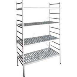 Aluminium-Steckregal, Grundfeld, mit 4 Kunststoff-Rost-Fachb&ouml;den, H 1800 x B 800 x T 500 mm