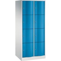 C+P Schlie&szlig;fachschrank Resisto, 2 Abteile, 8 F&auml;cher, B 772 x T 640 x H 1950 mm, Lichtgrau/Lichtblau