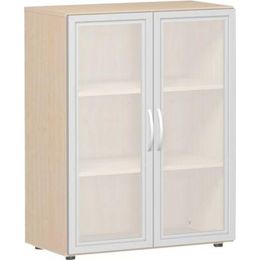 Glast&uuml;renschrank ALICANTE, 3 Ordnerh&ouml;hen, B 800 x T 420 x H 1104 mm, Ahorn-Dekor