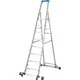 Krause Stufenstehleiter, mit 8 Stufen, Aluminium, fahrbar mit Traverse