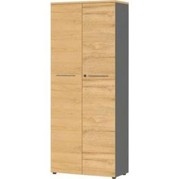 Aktenschrank Agenda Home, 5 OH, abschlie&szlig;bar, B 800 x T 400 x H 1970 mm, Graphit/Eiche