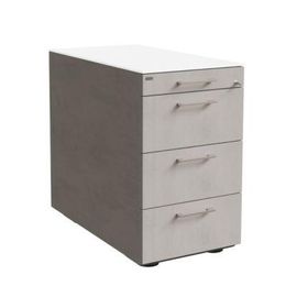Standcontainer SOLUS PLAY, 1 Utensilienauszug, 3 Sch&uuml;be, Tiefe 800 mm, mit Griff, Ceramic grey