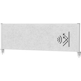 Maul Tisch-Trennwand Maulconnecto, Akustikvlies 4000 g/m&sup2;, Aluminiumprofil, B 1600 x H 500 mm, Akustik hellgrau, silber