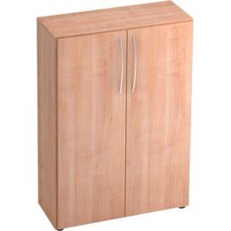 Schrank TARA, 3 Ordnerhöhen, B 800 x T 330 x H 1144 mm, Flügeltüren, 2 Fachböden, stapelbar, Nussb.-Dekor