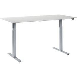 Sch&auml;fer Shop Sch&auml;fer Shop Select h&ouml;henverstellbarer Arbeitstisch, Melaminharz-Platte, B 1600 x T 800 mm, lichtgrau/wei&szlig;aluminium RAL 9006