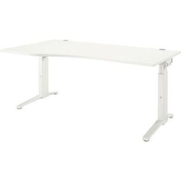 Sch&auml;fer Shop Sch&auml;fer Shop Genius Schreibtisch ERGOSTYLE S, manuell h&ouml;henverstellbar, Rechteck, C-Fu&szlig;, Ansatz links, B 1800 x T 800/1000 x H 675-895 mm, wei&szlig;/wei&szlig;