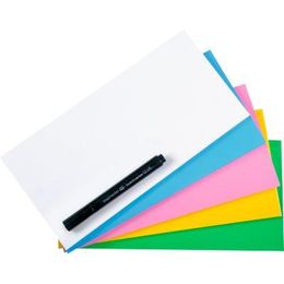 Magic Chart Notes Legamaster, rechteckig, blanko, 2-seitig nutzbar, beschreibbar, selbstklebend, inkl. Boardmarker, B 200 x H 100 mm, Polypropylen, farbsortiert, 5 x 100 St&uuml;ck