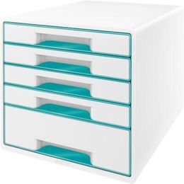 Leitz&reg; Schubladenbox WOW CUBE 5214, 5 Sch&uuml;be, DIN A4, Polystyrol, eisblau