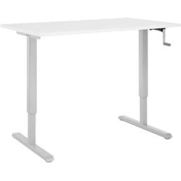 Schreibtisch Multiflex, manuell h&ouml;henverstellbar mit Kurbel, B 1200 x T 800 x H 700-1180 mm, wei&szlig;/wei&szlig;alu