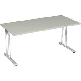 Schreibtisch PALENQUE, C-Fu&szlig;, Rechteck, B 1600 x T 800 x H 680-820 mm, lichtgrau
