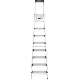 Stufenstehleiter Hailo L80 ComfortLine, EN 131, mit Multifunktionsschale & XXL-Stufen, bis 150 kg, 8 Stufen