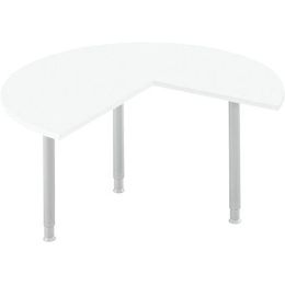 Sch&auml;fer Shop Ansatztisch, 3/4 Kreis, &Oslash; 1400 mm, Ansatz rechts/links, wei&szlig;/wei&szlig;alu
