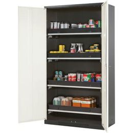 Chemikalienschrank ASECOS CS-CLASSIC, Fl&uuml;gelt&uuml;r, 4 Auszugswannen, 1055x520x1950 mm, reinwei&szlig;