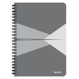 Notizbuch Leitz Office, DIN A5, 90 karierte Blatt, Spiralbindung, Kunststoff-Einband, FSC&reg;-zertifiziert, grau