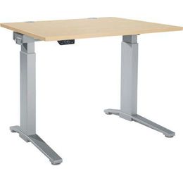 Sch&auml;fer Shop Sch&auml;fer Shop Genius Schreibtisch ERGOSTYLE S, Rechteck, elektrisch h&ouml;henverstellbar, einstufig, C-Fu&szlig;, B 1200 x T 800 x H 715-1182 mm, Ahorn/wei&szlig;aluminium