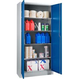 Sch&auml;fer Shop Sch&auml;fer Shop Select Materialschrank, abschlie&szlig;bar, 4 verzinkte B&ouml;den, 5 OH, B 800 x T 400 x H 1935 mm, Stahl, wei&szlig;aluminium/enzianblau