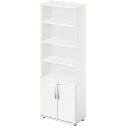 Sch&auml;fer Shop Sch&auml;fer Shop Select Kombischrank LOGIN, oben 4 Regale, unten 2 Ordnerh&ouml;hen mit T&uuml;ren, B 800 x T 420 x H 2240 mm, wei&szlig;/wei&szlig;