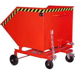 Sp&auml;ne-Kippbeh&auml;lter Bauer SKW-ET 1000, Stahl, rot, B 1420 x T 1340 x H 1290 mm, 1000 l, bis 300 kg, Rollen, manuelles Kippen, mit Einfahrttaschen