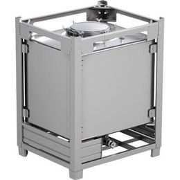 IBC-Container SCH&Auml;FER BTA NBR, 1000 l, UN-Zulassung, Sicherheitsventil, stapelbar, auf Transportgestell, Edelstahl 1.4301 (V2A), B 1015 x T 1215 x H 1550 mm