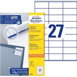 Avery Zweckform Universal-Etiketten 3479, ultragrip, 70 x 32 mm, 2700 St&uuml;ck
