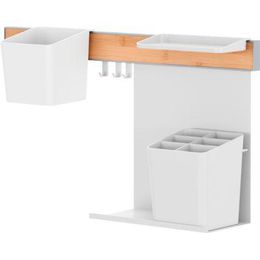 Tesa&reg; K&uuml;chenorganizer Kombi-Set M, Reling-System, wei&szlig;, selbstklebend mit Power.Kit, bis 10 kg, inkl. Kr&auml;utert&ouml;pfen, Ablagen, Haken
