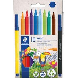 Staedtler Fasermaler NORIS, 1 mm Strichst&auml;rke, auswaschbar, DRY-SAFE-Technologie, farbsortiert, 10-er Set