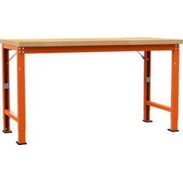 Manuflex Werkbank Profi Spezial, Tischplatte Multiplex, 1750 x 700 mm, rotorange