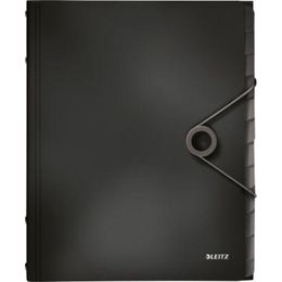 Leitz&reg; Dokumentenmappe Solid, DIN A4, 3 Schutzkappen, 12 F&auml;cher, PP,schwarz