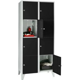 Wertfachschrank 400 mm, 2 Abteile, 8 F&auml;cher, Sicherheitszylinderschloss, Fu&szlig;, tiefschwarz
