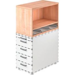 Aufsatzregal , f&uuml;r Standcontainer, 1 Fachboden, Nu&szlig;baum-Dekor