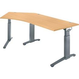 Sch&auml;fer Shop Sch&auml;fer Shop Genius Schreibtisch ERGOSTYLE S, 135&deg;, C-Fu&szlig; Gestell, Ansatz links, manuell h&ouml;henverstellbar, melaminharzbeschichtet, B 2165 x T 800 x H 675-895 mm, Buche/anthrazit