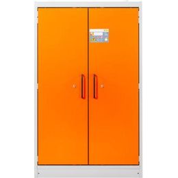 CEMO Sicherheitsschrank Typ 90 PROline 12/20, selbstschlie&szlig;ende T&uuml;ren, B 1200 x T 600 x H 1950 mm, 33 Liter, grau/orange
