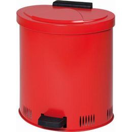 Entsorgungsbeh&auml;lter, Stahlblech, rot, 50 l, B 505 x T 495 x H 540 mm, Klappdeckel mit Fu&szlig;pedal, L&uuml;ftungs&ouml;ffnungen im Bodenrand