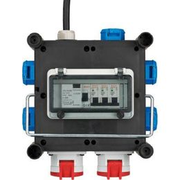 Fa.Brennenstuhl Brennenstuhl kompakter Gummi-Stromverteiler, 1x CEE 400 V/16 A Stecker, 2 x CEE 400 V/16 A Steckdosen, 5 x 230 V/16 A Schutzkontakt-Steckdosen, FI-Schutzschalter, temperaturbest&auml;ndig -30&deg;C bis +80&deg;C, stabiler Metalltragegriff