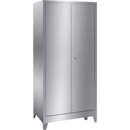 Edelstahl-Fl&uuml;gelt&uuml;renschrank, 2-t&uuml;rig, mit 4 F&uuml;&szlig;en, B 1000 x T 600 x H 1950 mm