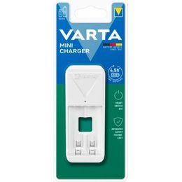 Mini Akkuladeger&auml;t f&uuml;r Batterien Varta, 2x AA/AAA, Ladezeit 4,5 h, EU-Stecker, 100-240 V, Timer-Abschaltung,B 43 x T 63 x H 103 mm, wei&szlig;