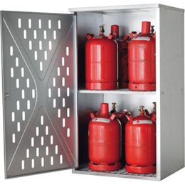 Gasflaschenschrank LG.2845 ASECOS, f&uuml;r 4 x 33/10 x 11/18 x 5 kg, 1-wandig, f&uuml;r Au&szlig;en, abschlie&szlig;bar, B 840 x T 690 x H 1500 mm, Stahl