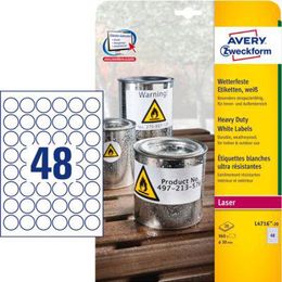 Avery Zweckform Folien-Etiketten, wetterfest, f&uuml;r Innen- und Au&szlig;enbereich, 30 x 30 mm