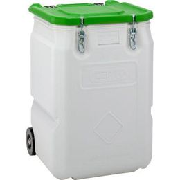 Mobil-Box CEMO, Volumen 250 l, f&uuml;r feste Gefahrstoffg&uuml;ter Verpackungsgruppe II und III, konform mit ADR/RID/IMDG Code, Klappdeckel, PE, grau/gr&uuml;n
