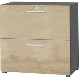 Sch&auml;fer Shop Sch&auml;fer Shop Select H&auml;ngeregistraturschrank SET UP, 2 HR-Sch&uuml;be, abschlie&szlig;bar, B 800 x T 420 x H 788 mm, graphit/Wildeiche-Dekor