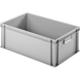 Ringoplast Kunststoffkasten Serie Unista L220, geschlossene Griffmulde, glatter Boden, L 600 x B 400 x H 220 mm, grau